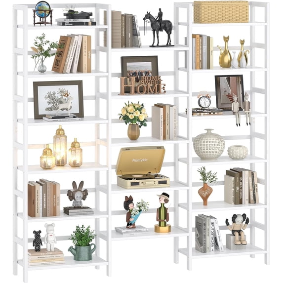 Homykic Bamboo Triple Wide Shallow Bookshelves and Bookcases, 6-Tier ...