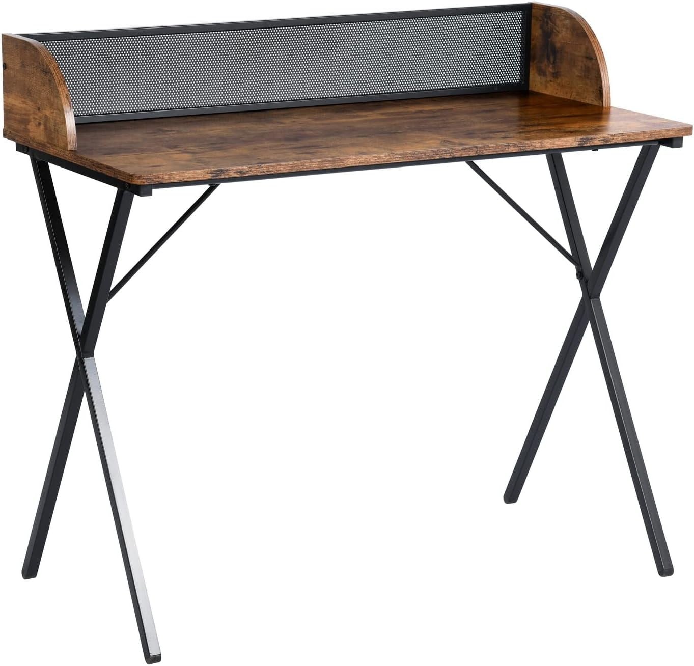 Homylin 39-inch Compact Home Office Desk, Study Desk with Iron Mesh ...