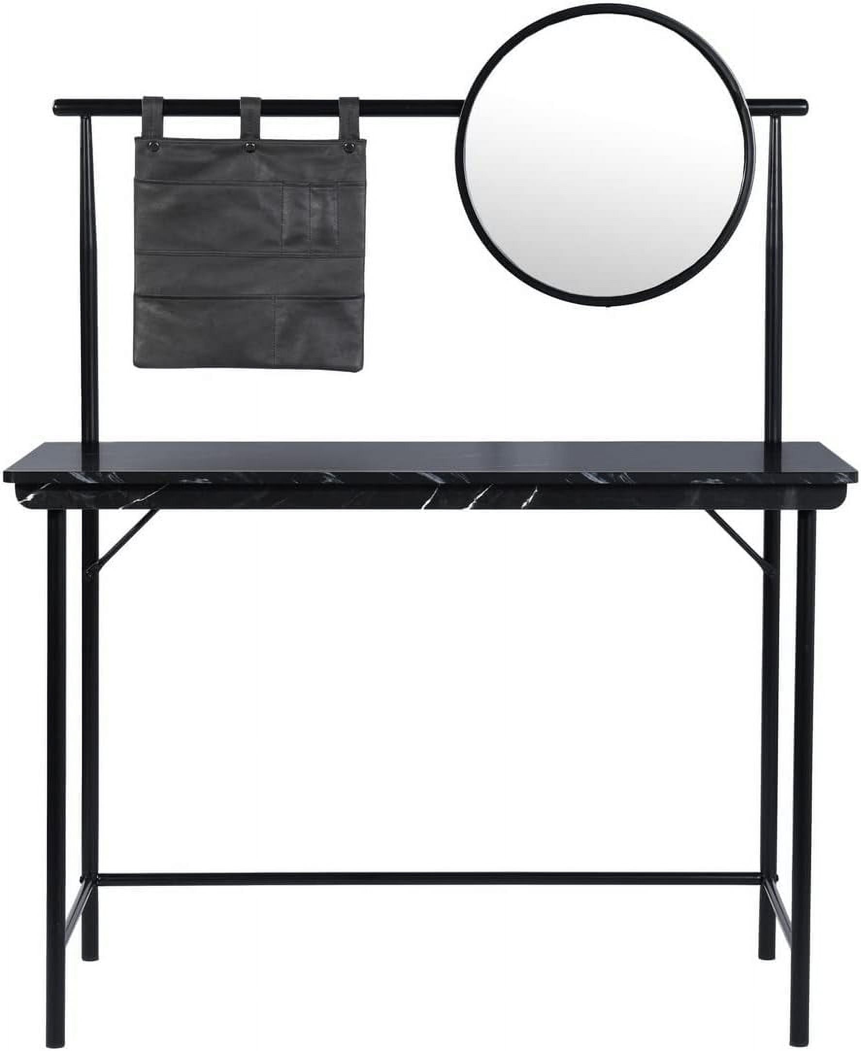 Homylin 43-inch Vanity Desk with Removable Circular Mirror Retro Simple ...