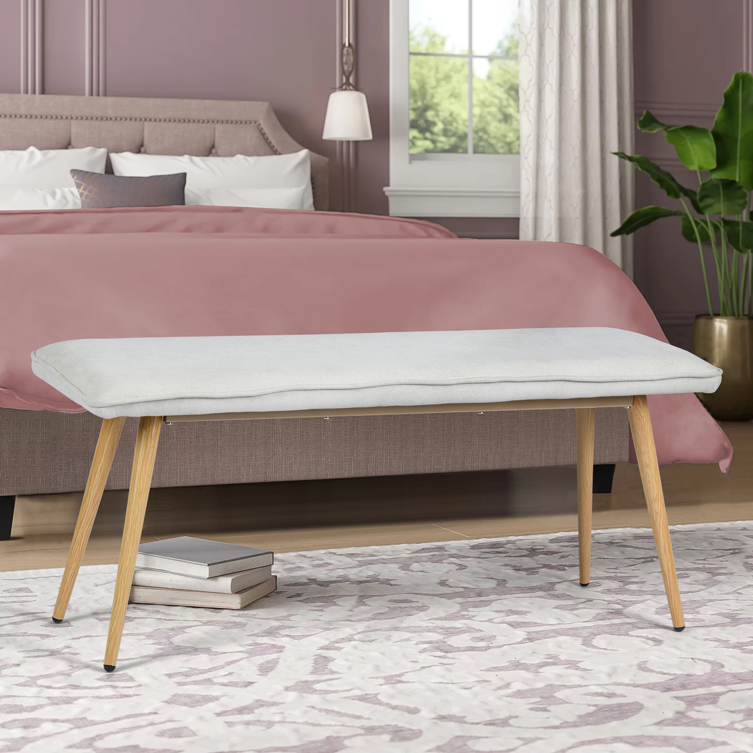 Chic Home Dianna Neo Traditional Linen X-Leg Bench - Walmart.com