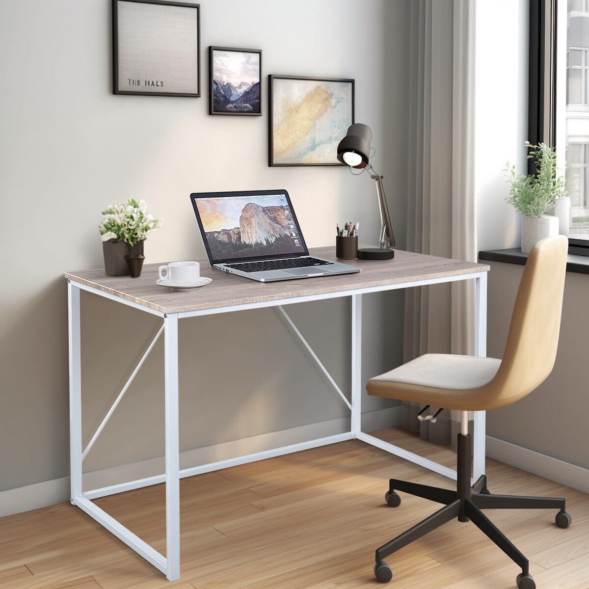 Homylin Simple Wooden Top Writing Computer Student Desk White - Walmart.com