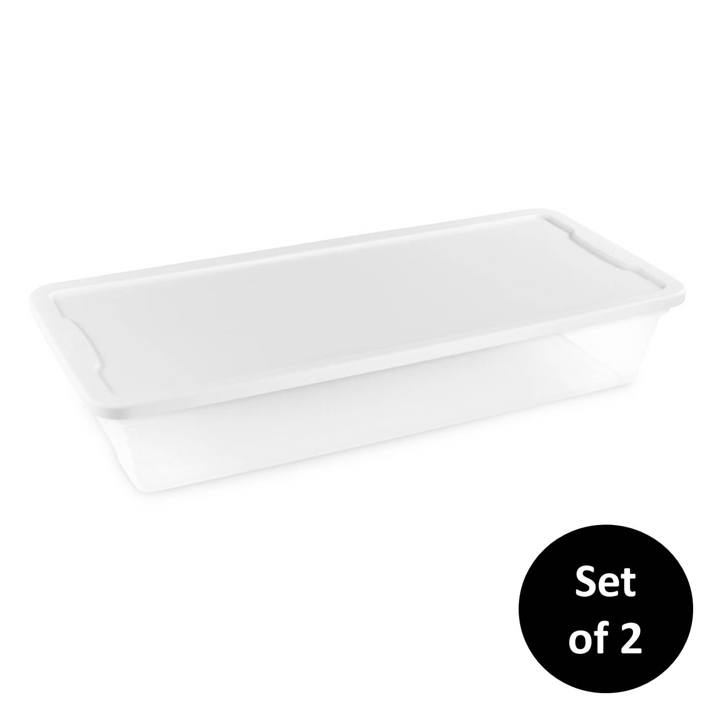 Homz 10.25 Gallon Plastic Storage Box with Lid, Clear and White, 2 ...