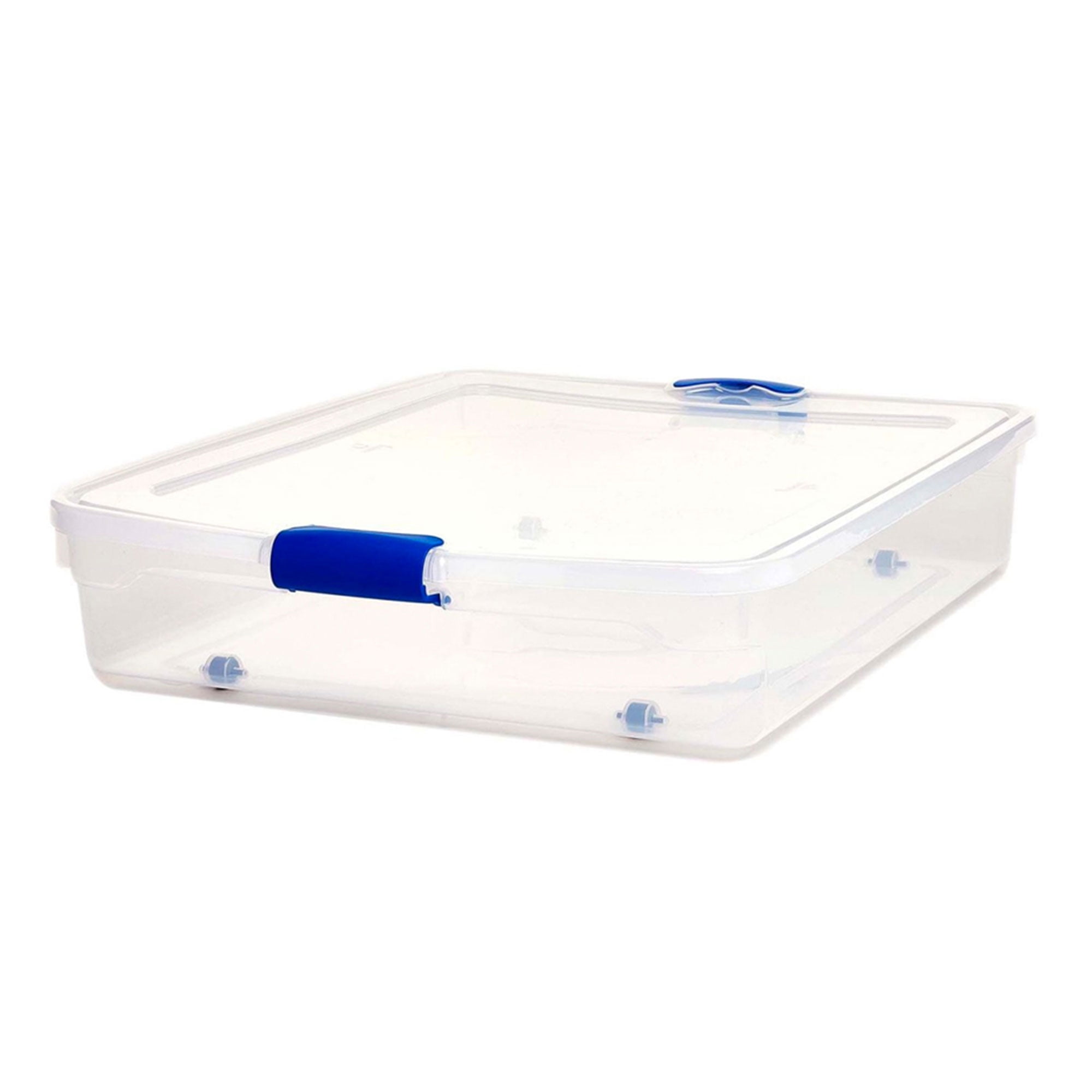 Homz 56 Quart Durable Plastic Storage Tote with Attached Lids, Clear ...