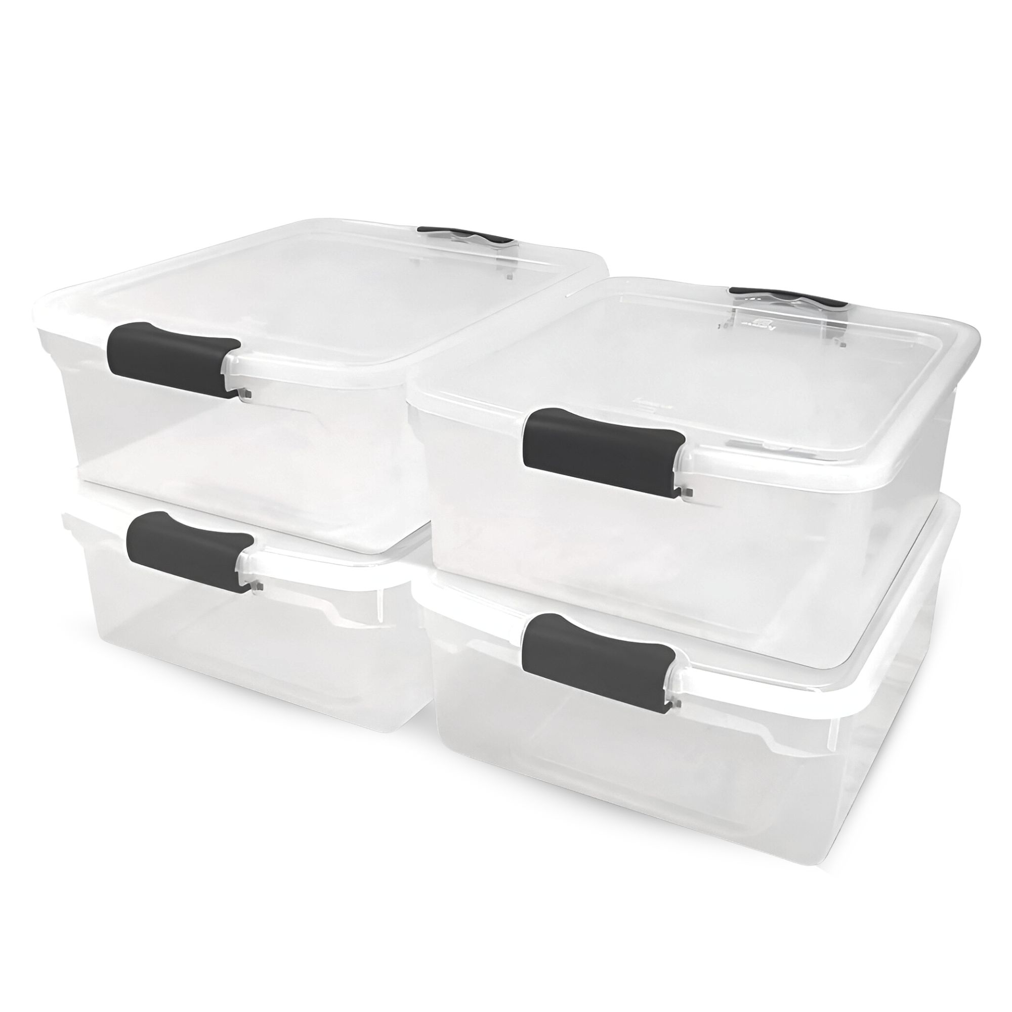 Homz 15.5 Quart Stackable Home Storage Box with Gray Latch Lid (4 Pack ...