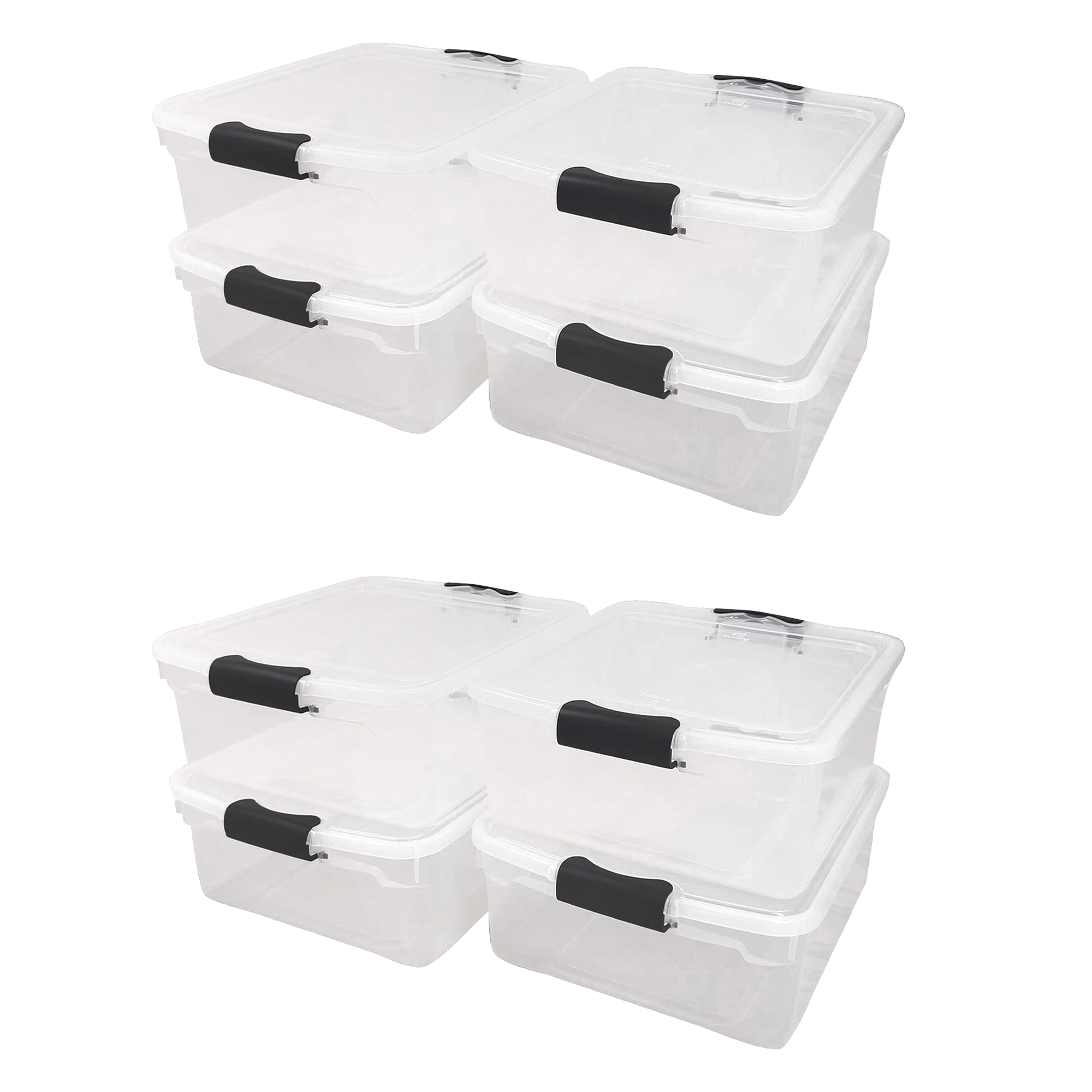 Homz 15.5 Qt Stackable Home Storage Container w/Lid, Gray Latch (8 Pack ...