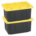 Homz 15 Gallon Durabilt Home Storage Container w/Lid, Black/Yellow(2 ...