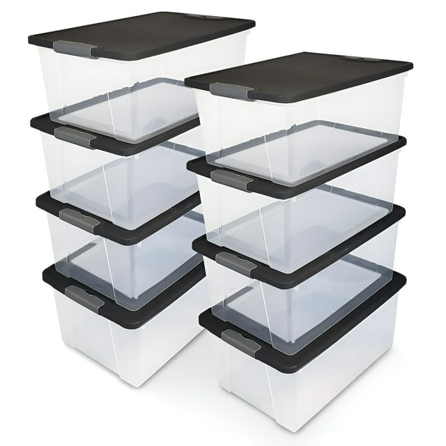 Homz 15 Quart Stackable Plastic Storage Bins with Snaplock Lid (8 Pack ...