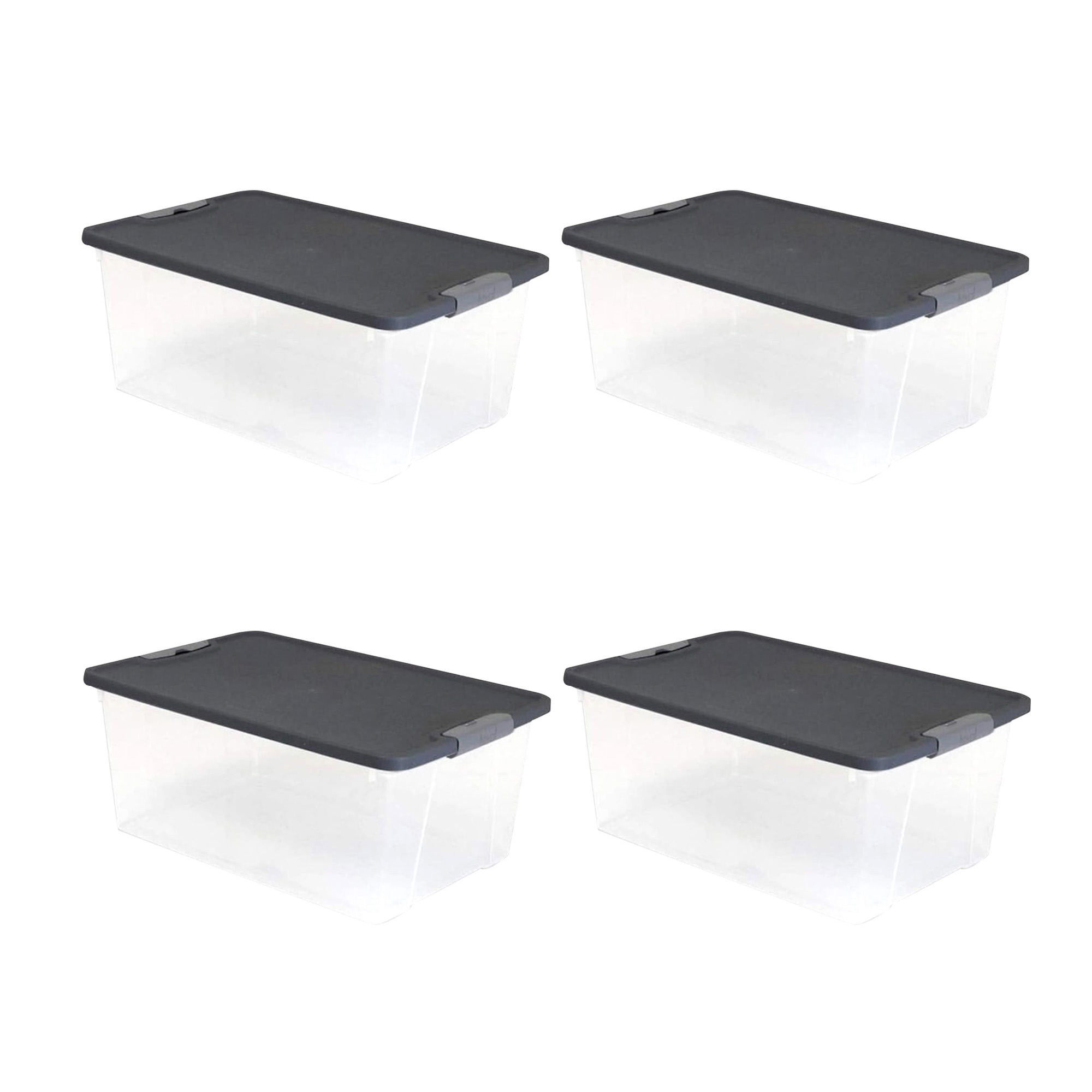 Homz 15 Gallon Durabilt Home Storage Container w/Lid, Black/Yellow(2 ...