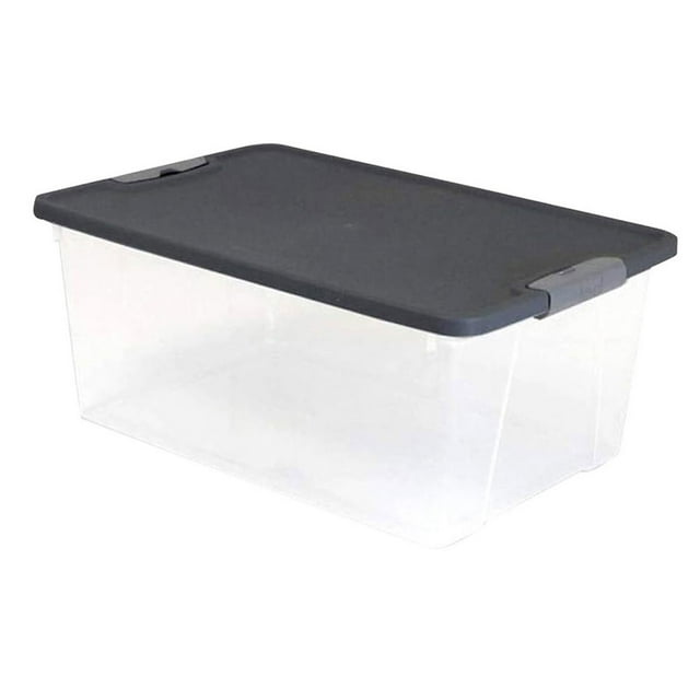 Homz 15 Quart Stackable Plastic Storage Box with Snaplock Lid, Gray (4 ...