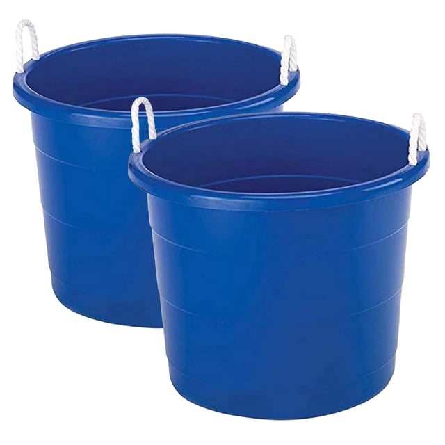 Homz 17 Gallon Indoor Outdoor Storage Bucket with Handles, Blue (2 Pack ...