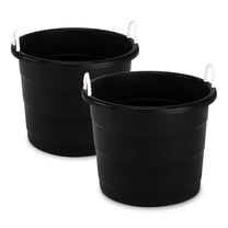 Homz Large Plastic Round Bin, 17 Gallon Heavy Duty Utility Storage ...