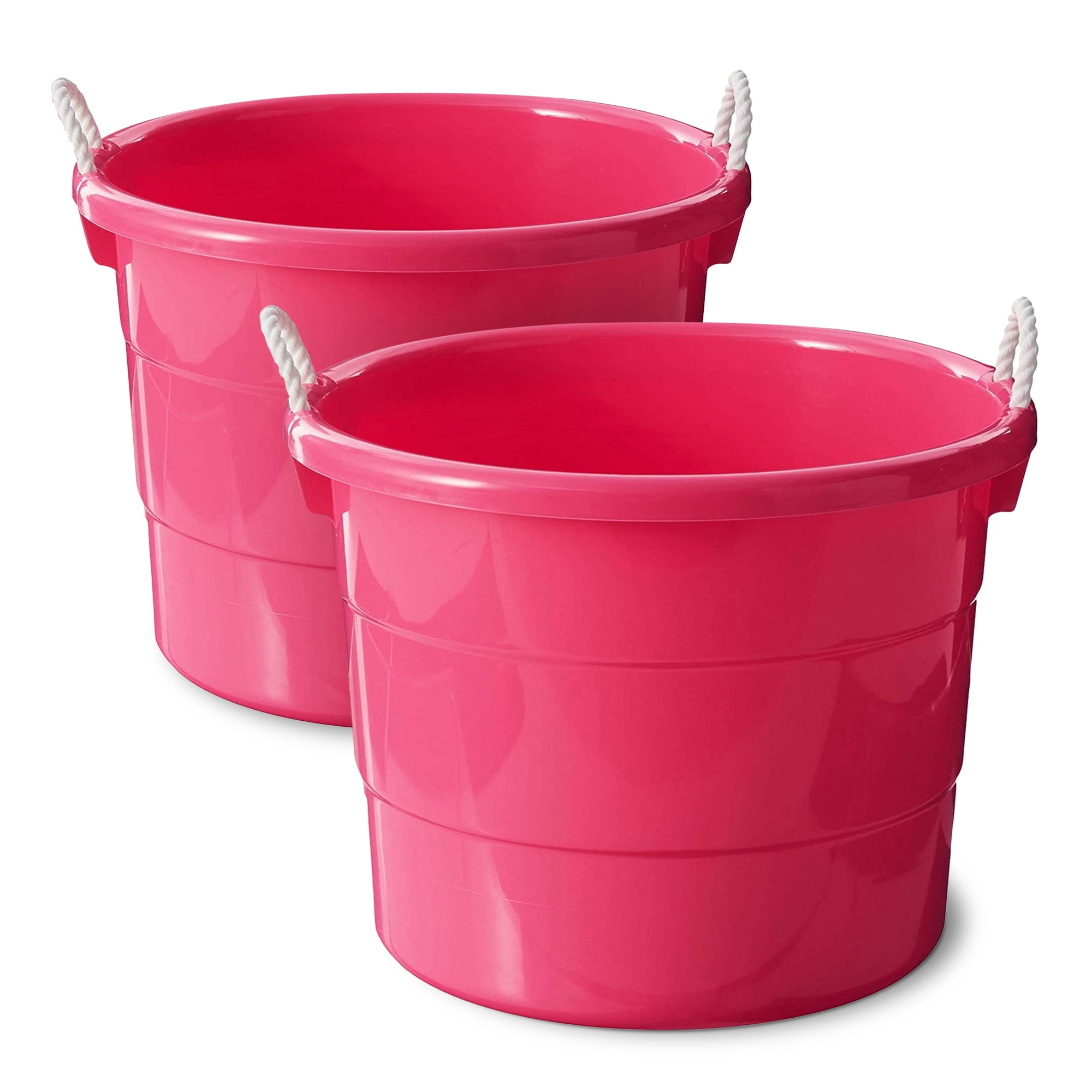 Homz® Large Round Utility 18 Gallon Plastic Rope-Handled Storage Tub ...