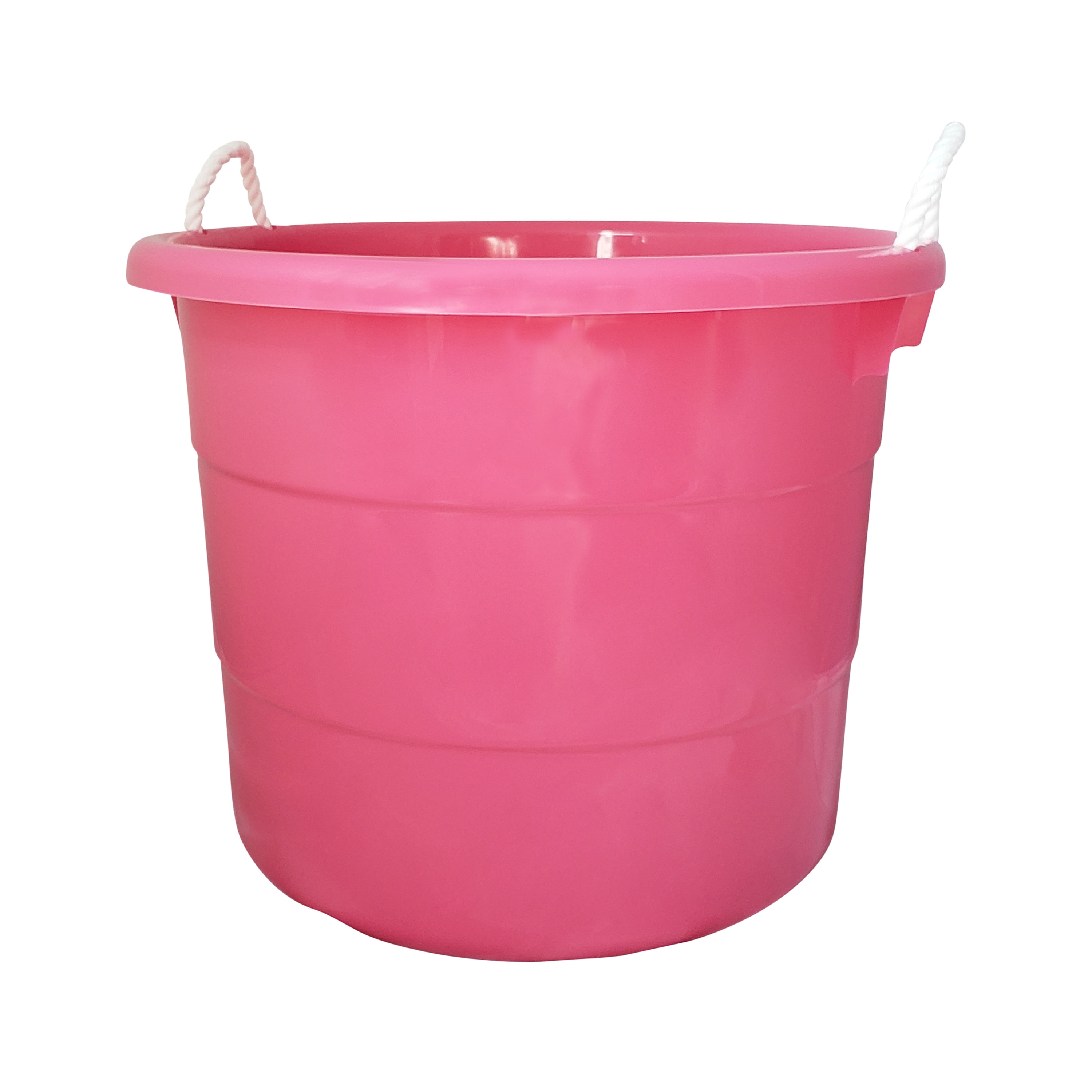 Homz 18 Gallon Plastic Rope Handled Storage Tub Pink Set of 2