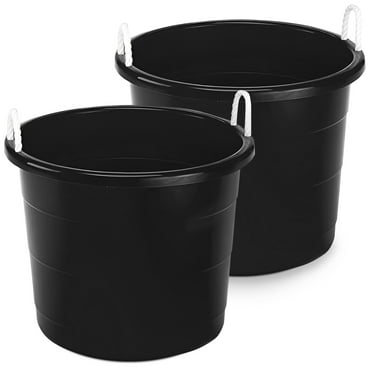 Homz 17 Gallon Plastic Large Utility Rope-Handled Storage Bucket Tub ...