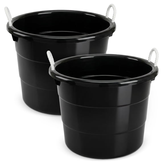 Homz, Utility Storage Bucket, 18 Gallon, 2 Pack with Rope Handles ...