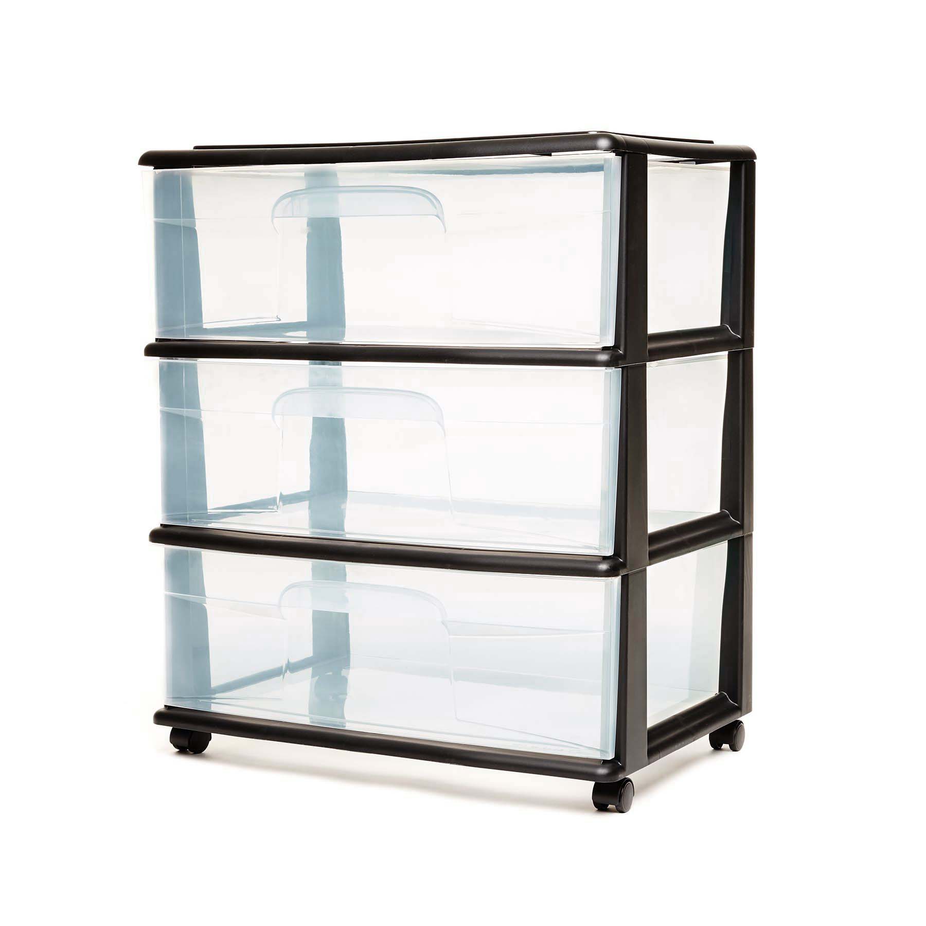 Sterilite Wide 3 Drawer Cart Black - Walmart.com