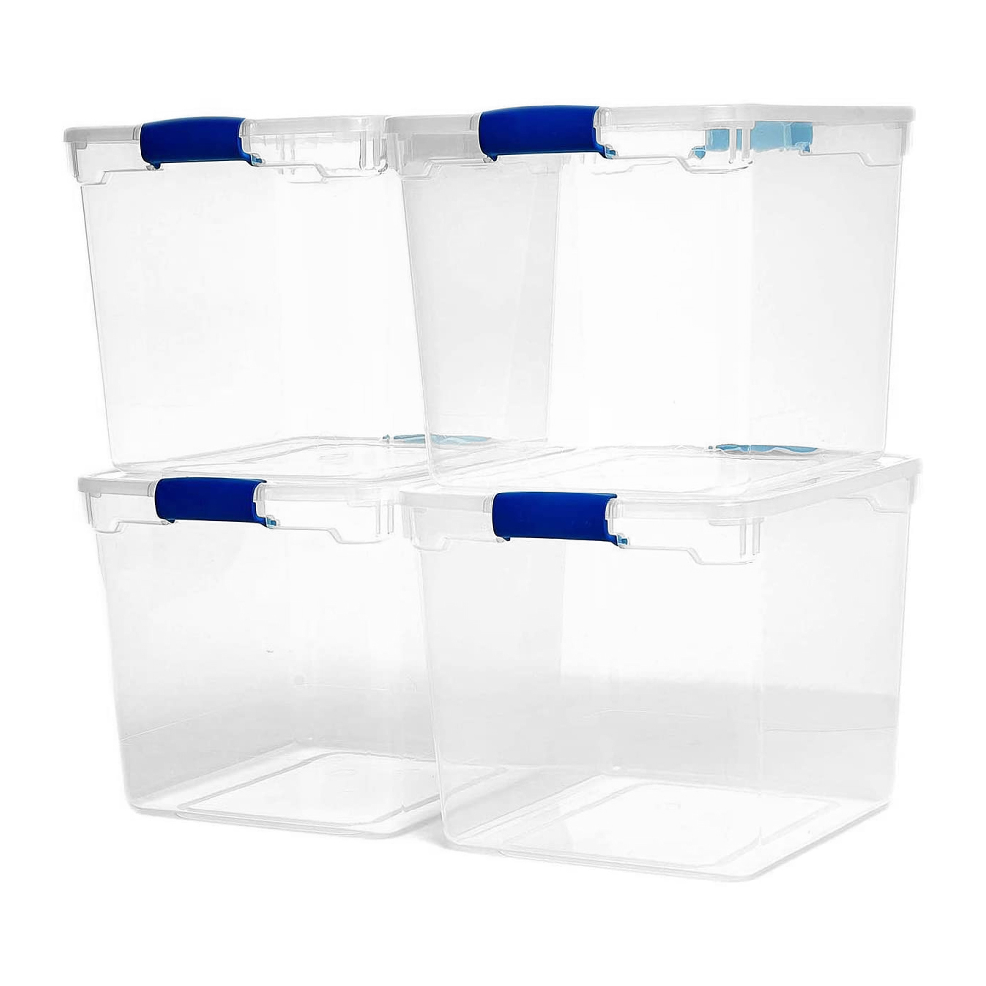 Homz 7.5qt Latching Plastic Storage Container, Clear/Blue, Set of 5 ...