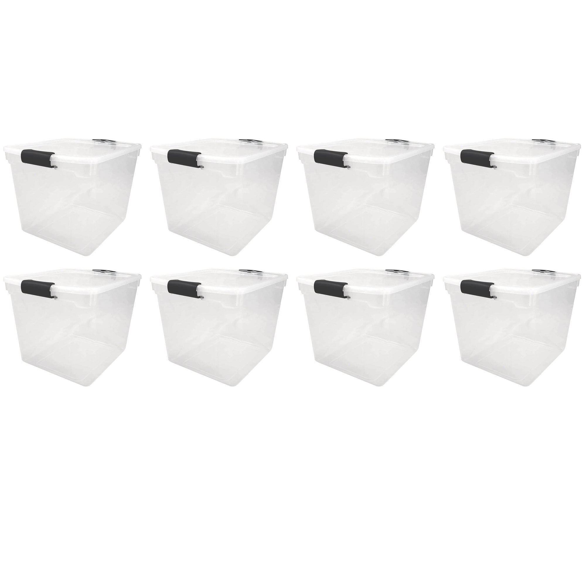 Homz 31 Qt Secure Latch Clear Stackable Storage Container Bin (8 Pack ...