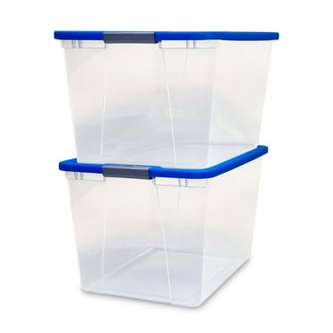 Sterilite 30 Quart Clear Plastic Storage Bins, White Latching Lid ...