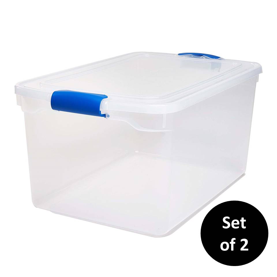 Homz 31 Qt. Clear Latching Storage Containers, Clear/Blue, Set of 4 ...