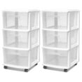 Homz Clear Plastic 3 Drawer Medium Home Storage Tower w/Wheels (2 Pack ...
