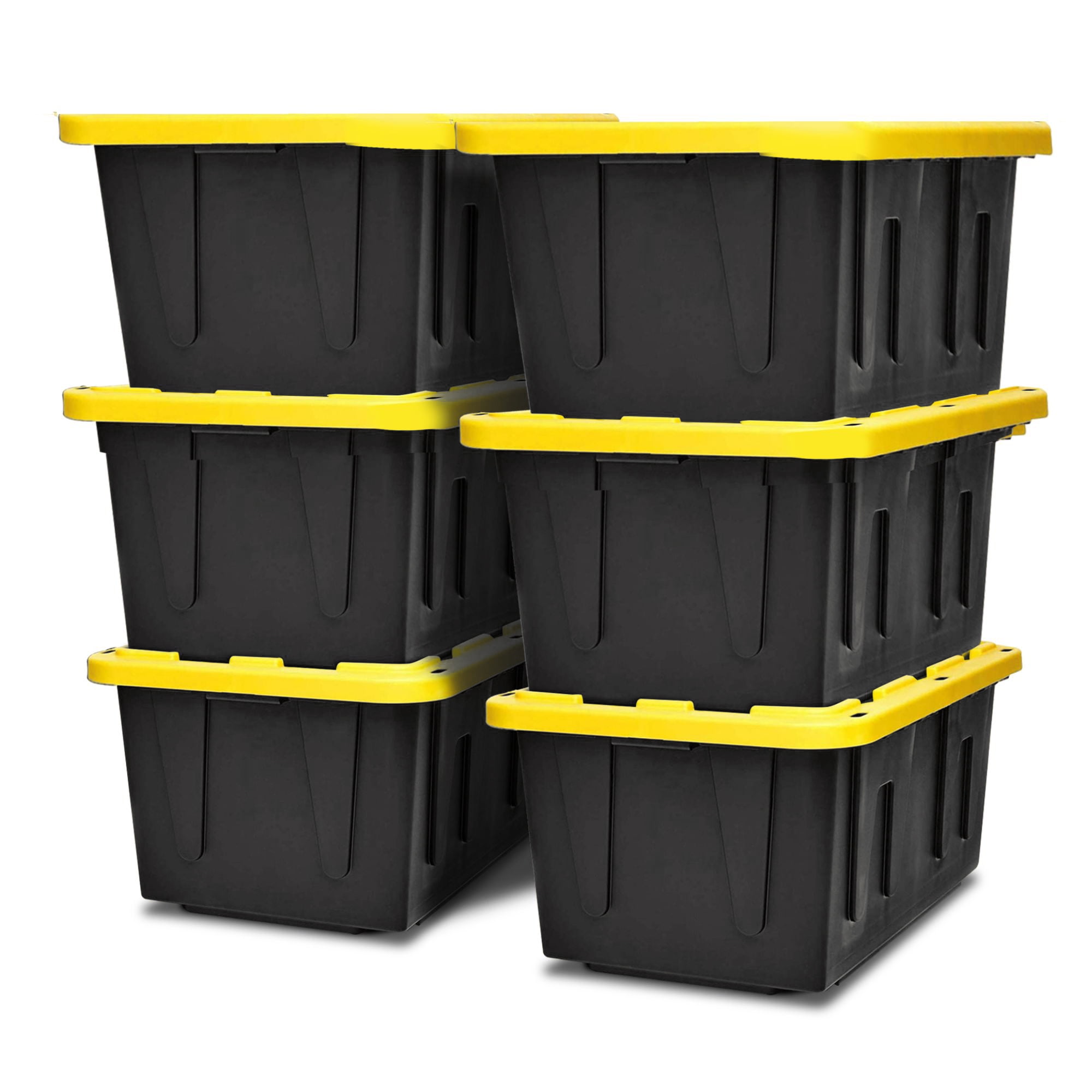 Homz Durabilt 15 Gallon Stackable Storage Container Lidded Tote Bin, 6 ...