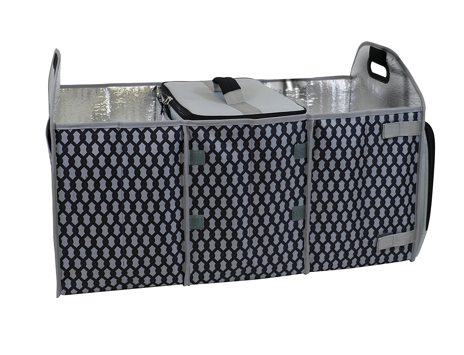 Homz Insulated 3 Section Trunk Organizer Storage Box with Cooler Bag ...