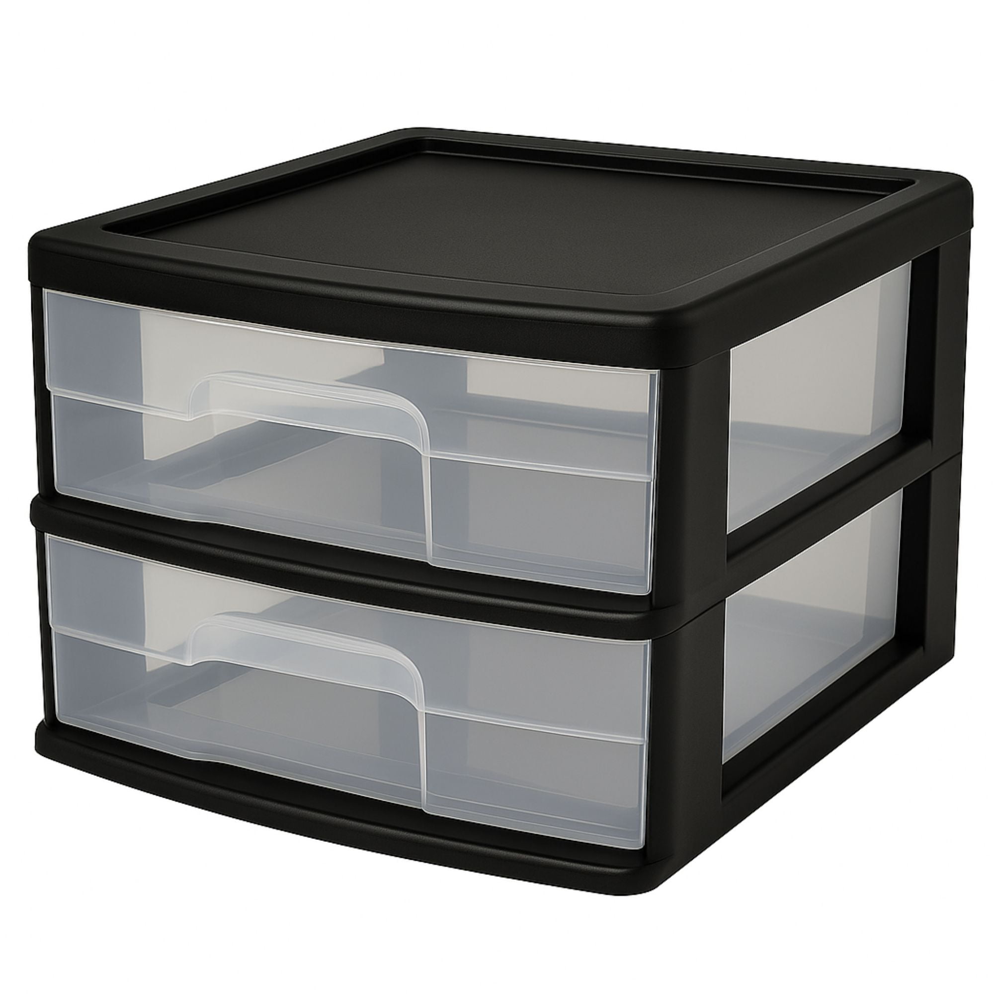 Homz Plastic 2 Drawer Medium Home Storage Cart, Black Frame with Clear ...