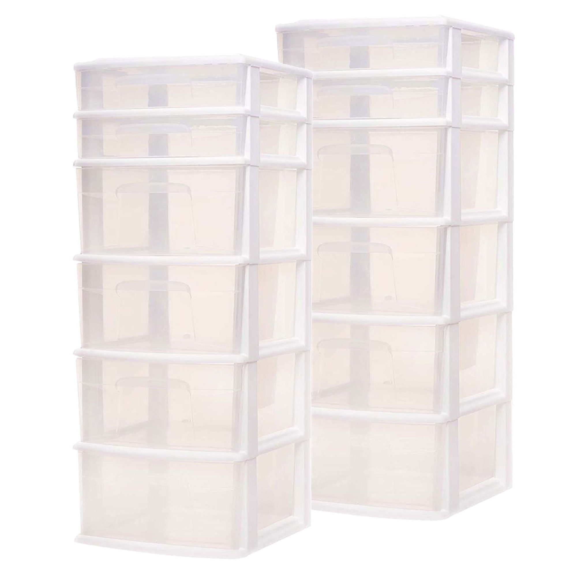 Homz Plastic Clear Drawer Storage Container Tower 6 Medium And Large