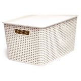 Homz Plastic Wicker Storage Boxes with Lid, Large - Walmart.com