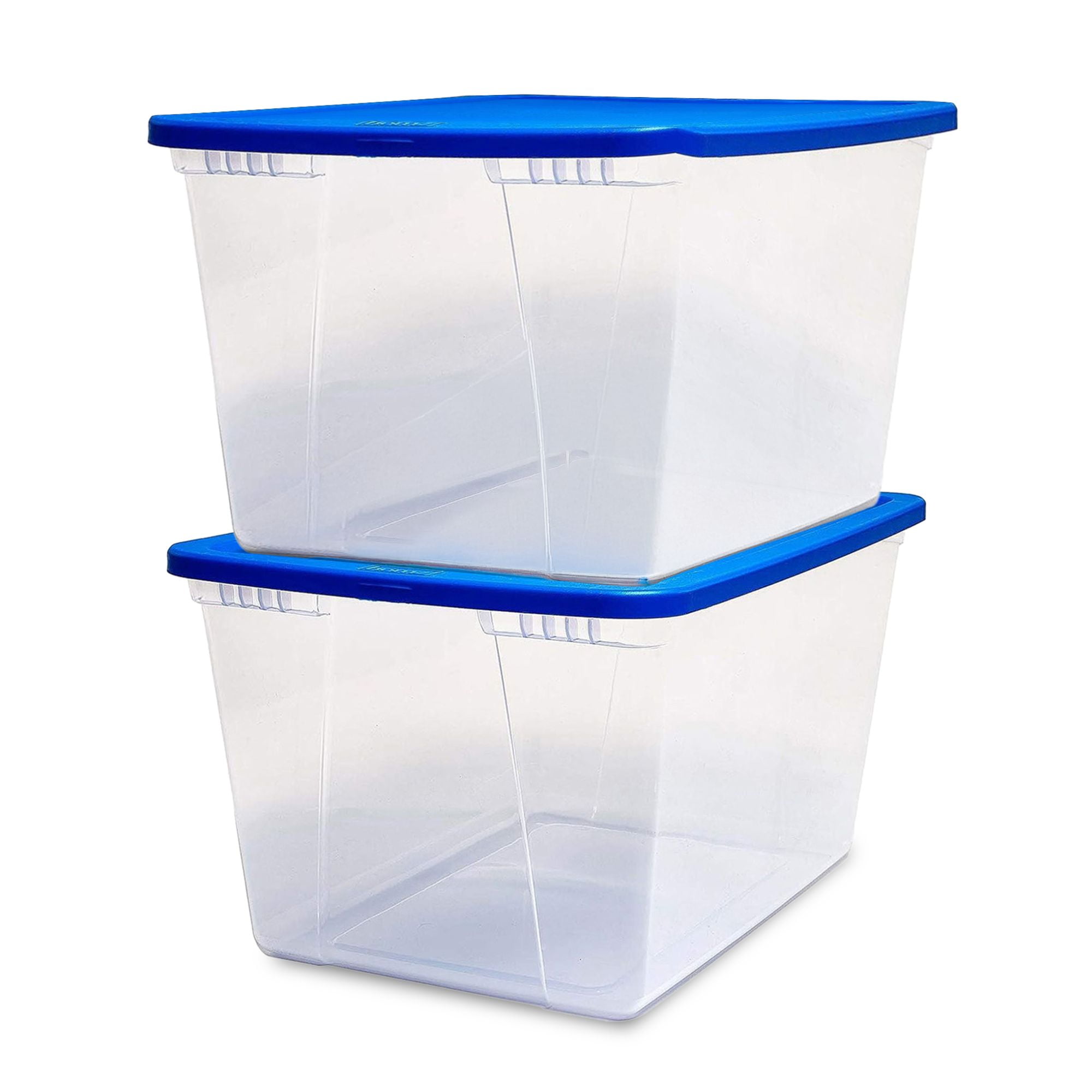 Homz Snaplock 56Qt Stackable Plastic Storage Container & Lid, Blue (2 ...