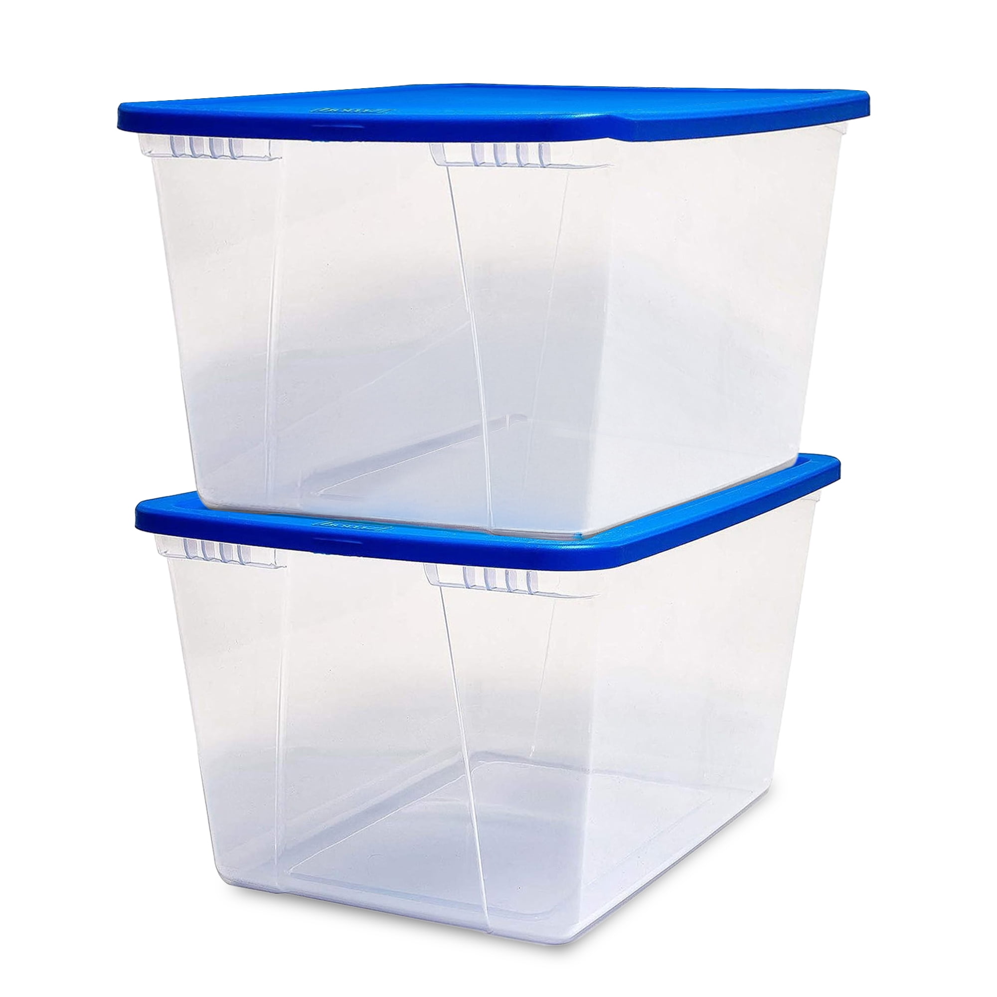 Homz Snaplock 56Qt Stackable Plastic Storage Container & Lid, Blue (2 ...