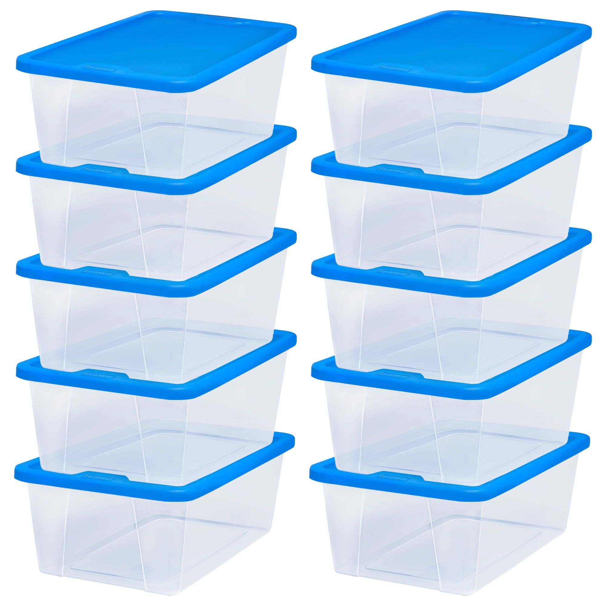 Homz Snaplock 6 Qt Stackable Plastic Storage Container & Lid, Blue(10 ...