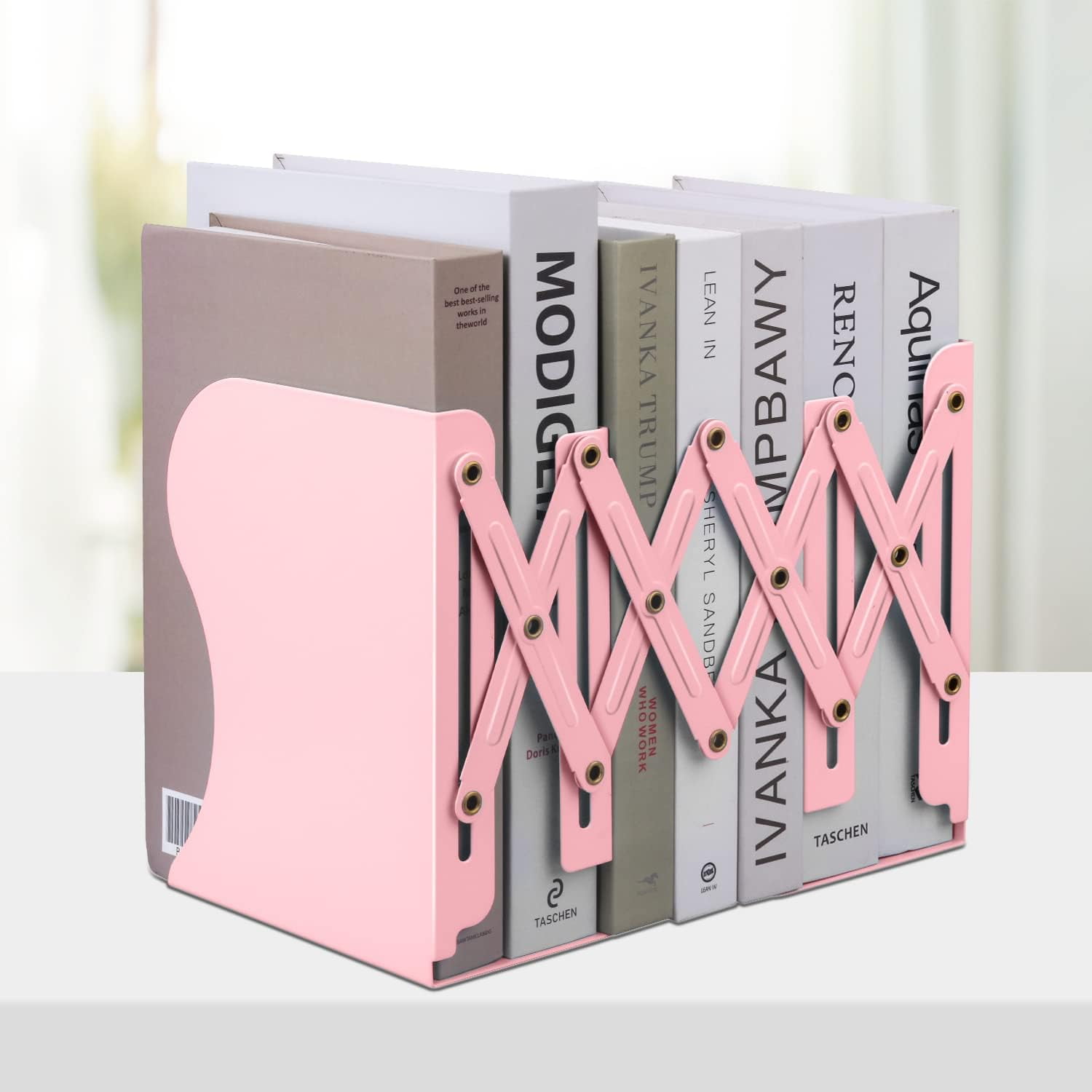 Honagu Adjustable Bookends, Metal Book Ends for Shelves Heavy Book ...