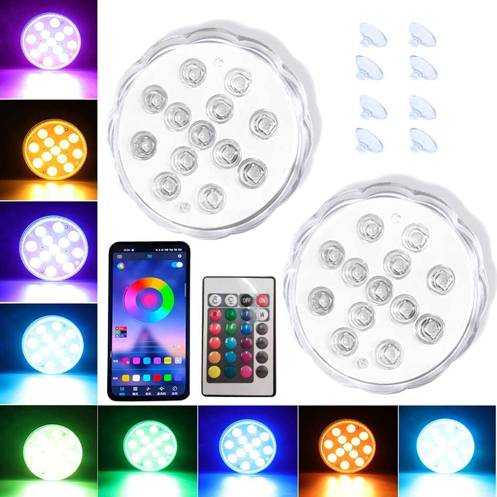 Honche LED Submersible Lights Waterproof Remote APP Pond Pool Lights ...