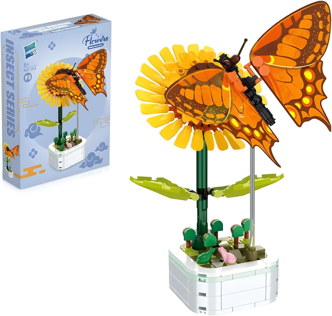 Honchoes Butterfly Sunflower Building Set Compatible with Lego Flowers ...