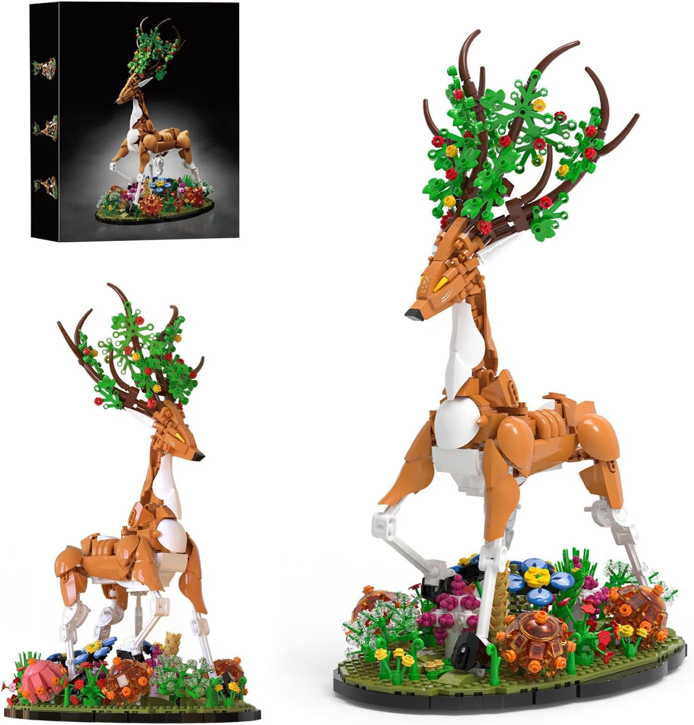 Honchoes Elk Deer Flower Building Blocks Set Compatible with Lego MOC ...