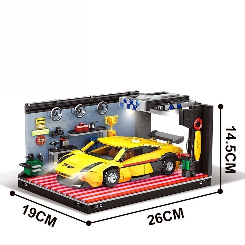 Honchoes Garage with Sports Car Building Set Mini Not Compatible with ...