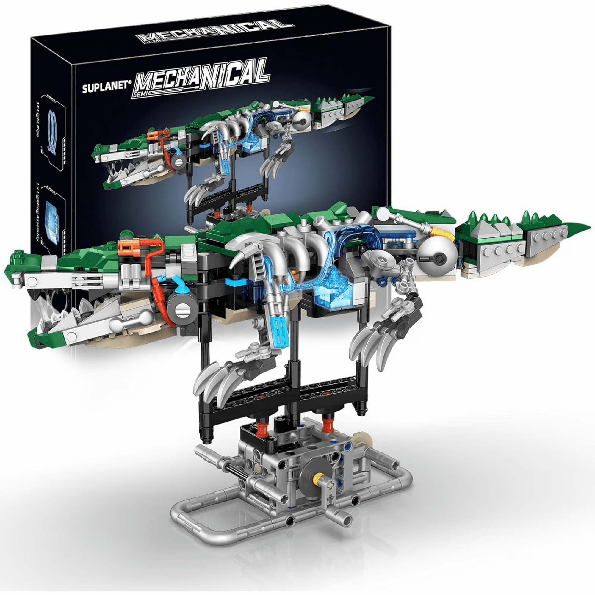 Honchoes Mechanical Crocodile Building Set with Light Compatible with ...