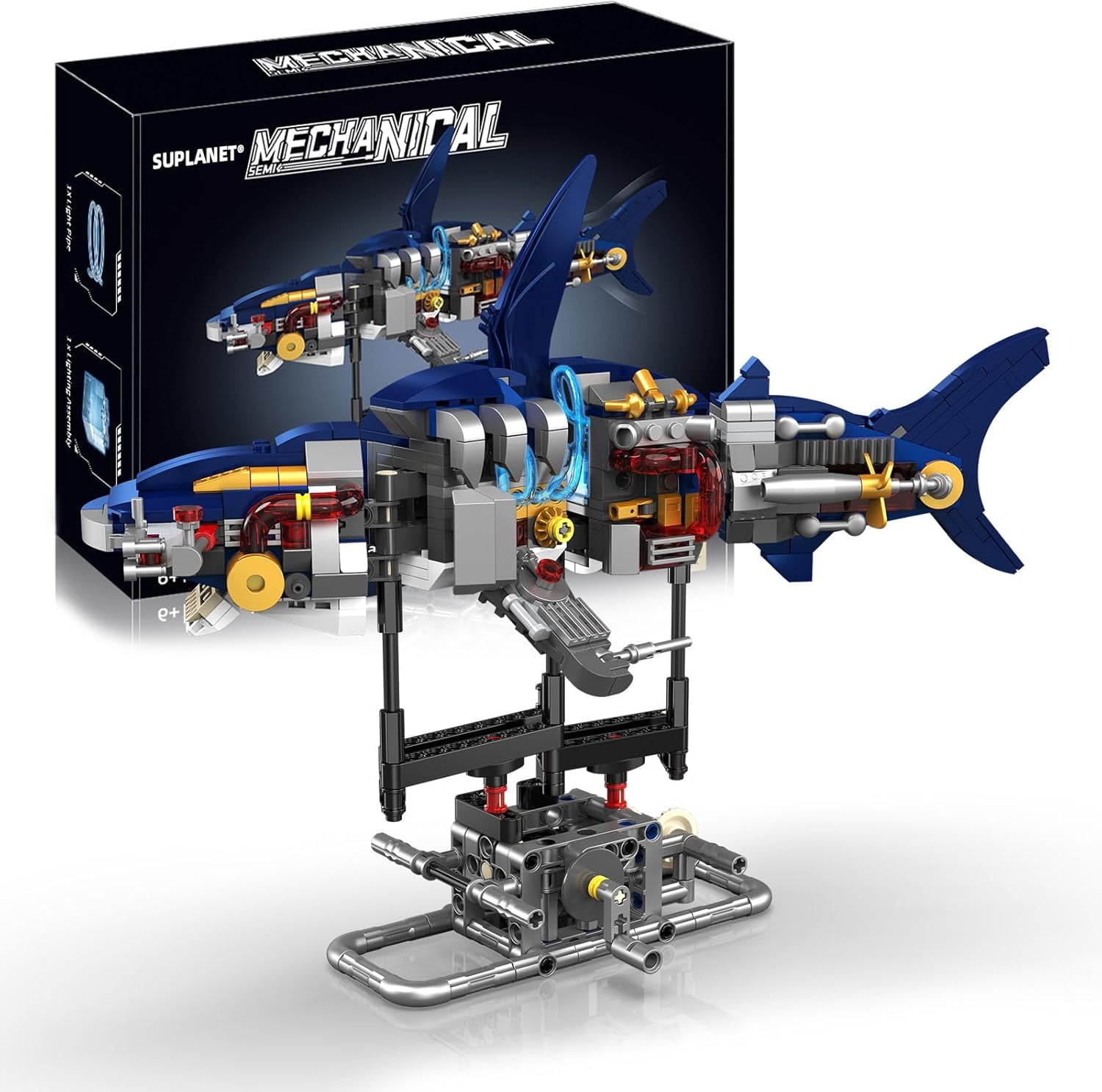 Honchoes Mechanical Shark Building Set with Light Compatible with Lego ...