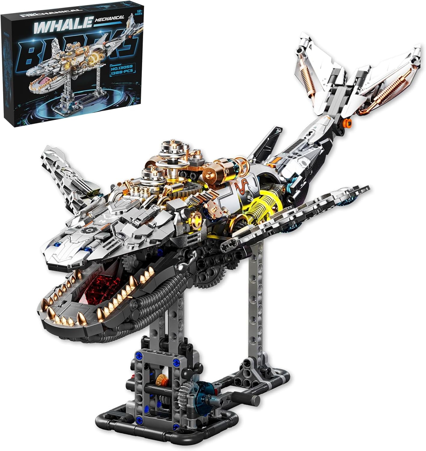 Honchoes Mechanical Whale Building Set with Light Compatible with Lego ...