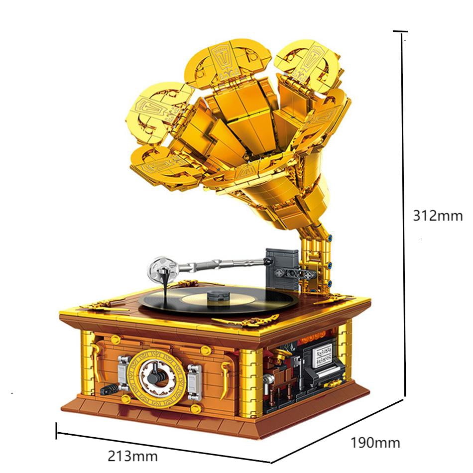Honchoes Retro Vinyl Record Player Building Set Compatible with Lego ...