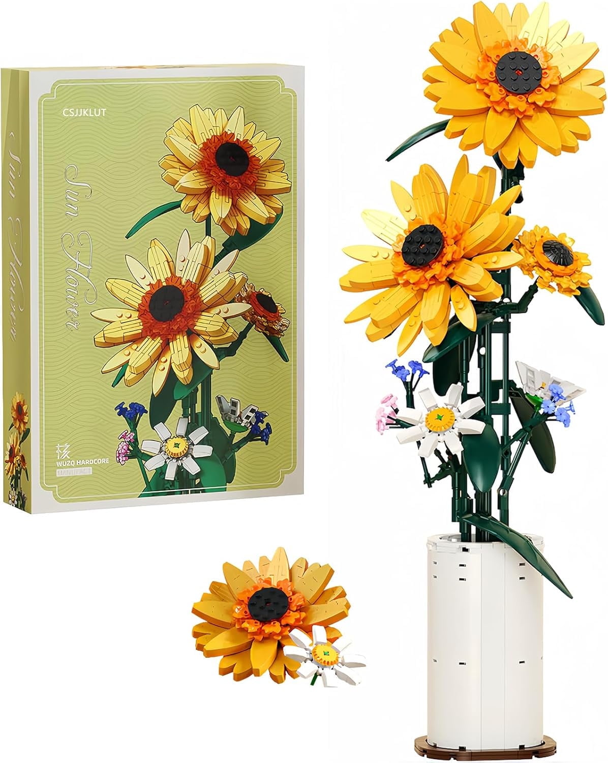 Honchoes Sunflower Bouquet Building Block Set with Vase Compatible with ...