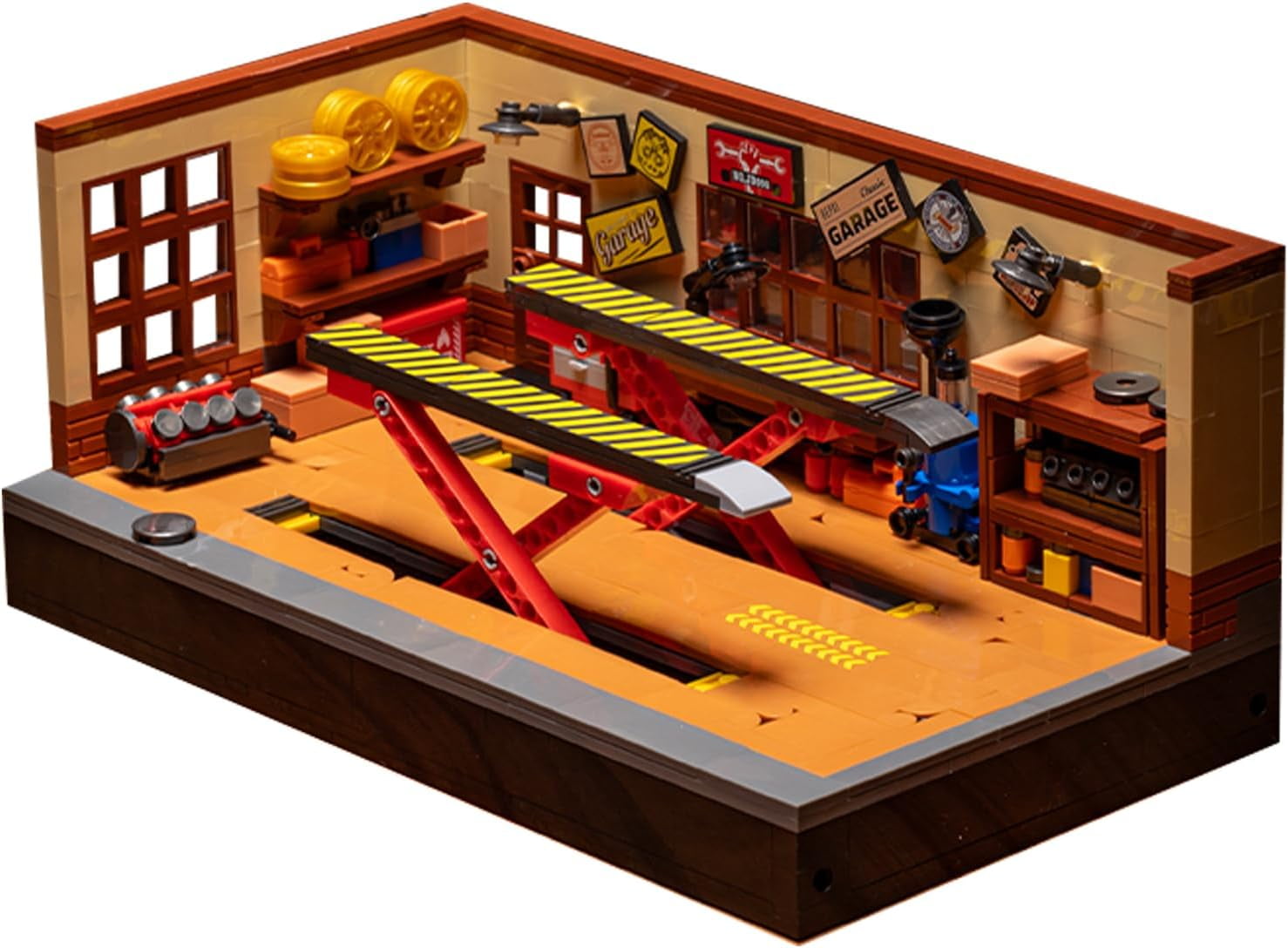 Honchoes Vintage Car Garage Building Block Set Compatible with Lego ...