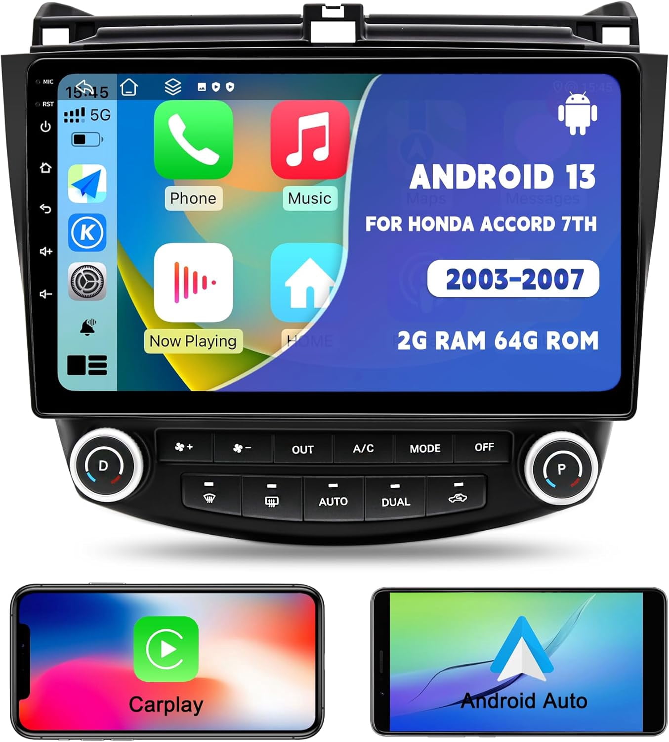 for Honda Accord 7th 2003 2004 2005 2006 2007, Android 13 Car Stereo ...