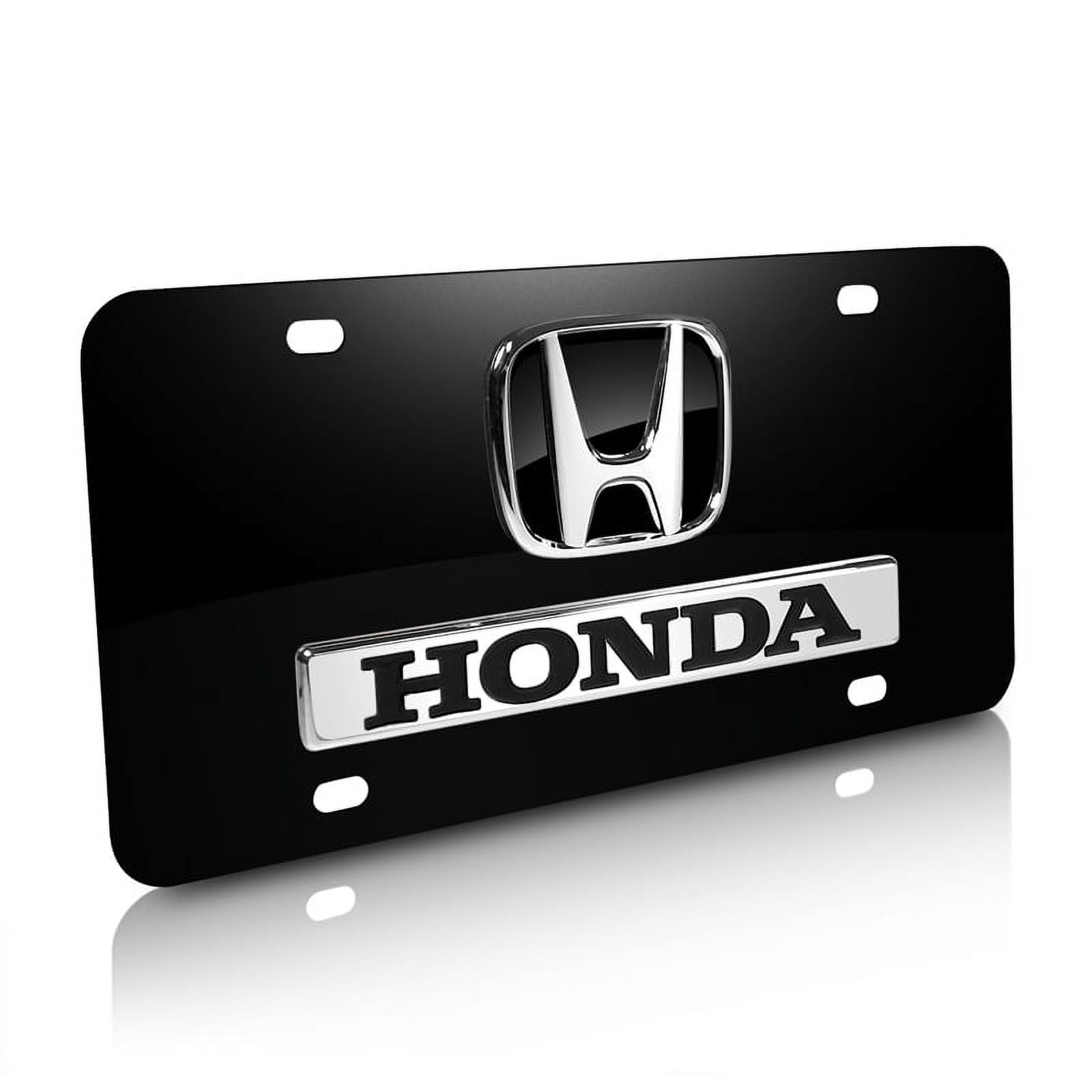 Honda Black 3D Logo and Nameplate on Black Stainless Steel License ...