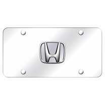Honda 3D Logo Chrome License Plate with Theft Deterrent Caps, Made in ...