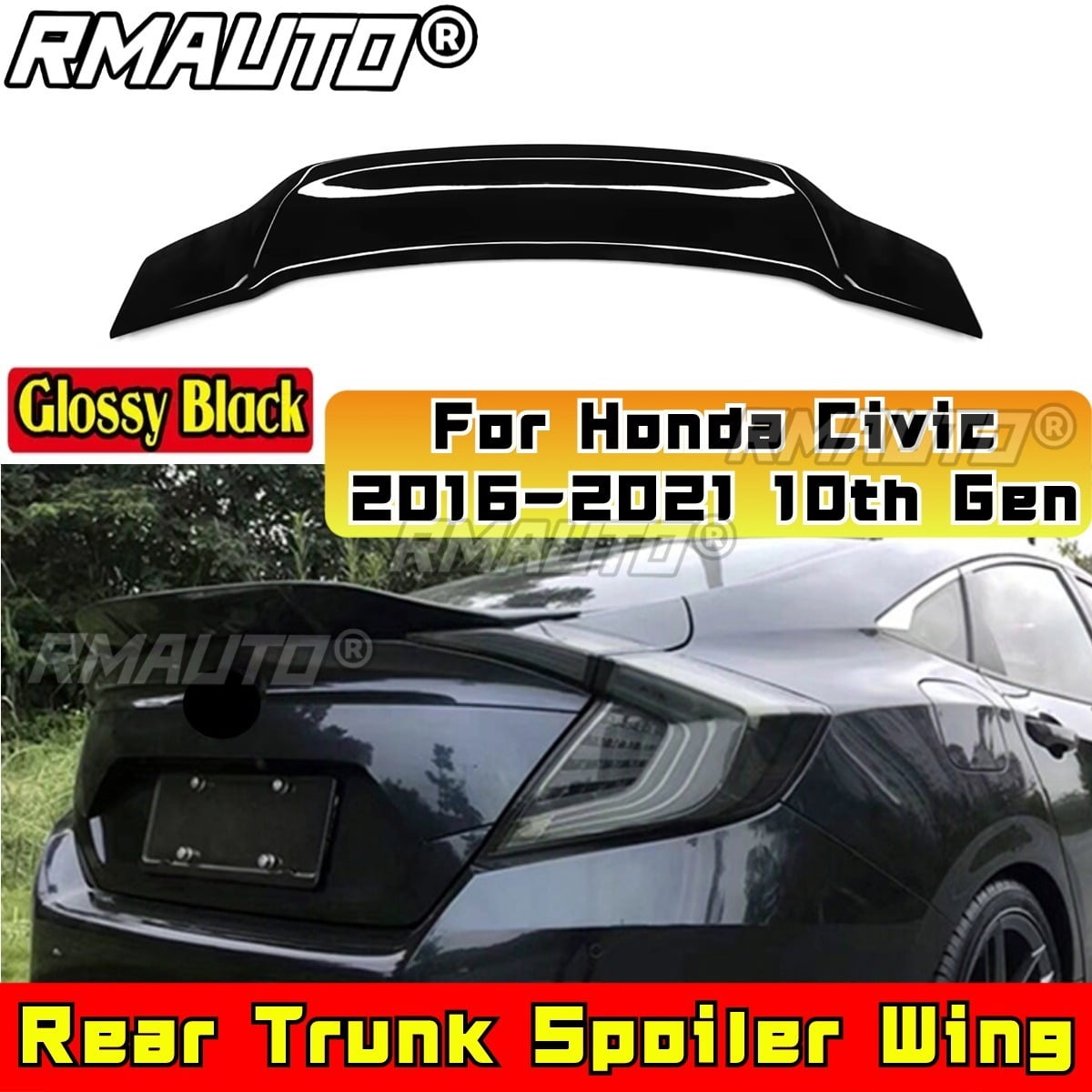 Honda Civic 2016-2021 10th Gen Rear Trunk Spoiler Rear Trunk Spoiler ...