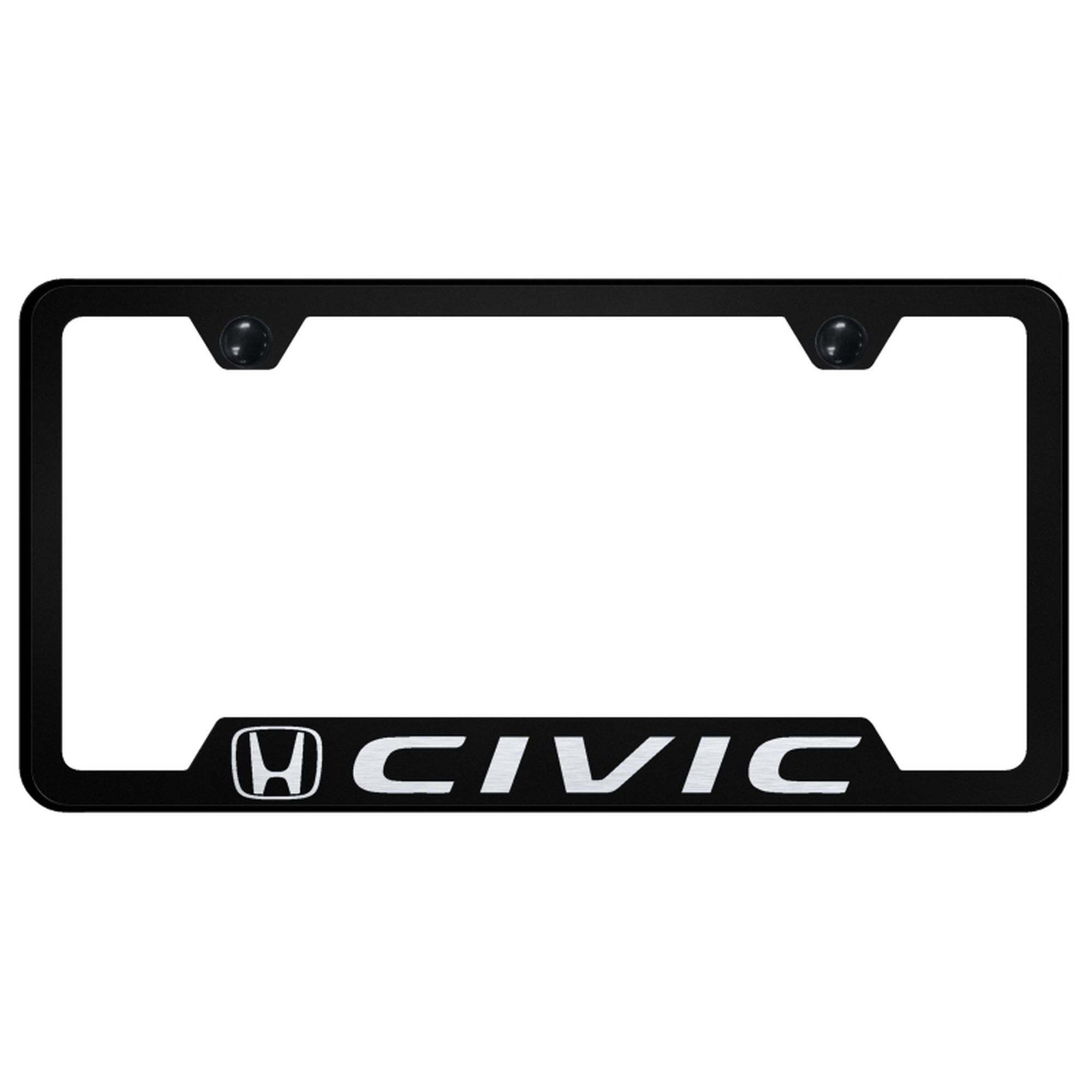 Honda Civic Laser Etched Logo Cut-Out License Plate Frame (Black ...