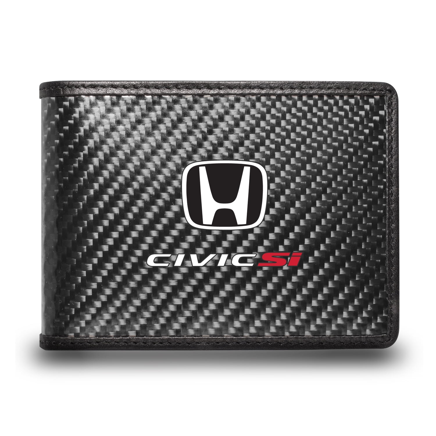 Honda Civic Si Black Real Carbon Fiber Leather RFID Blocking Bi-fold ...